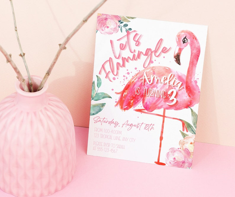 Lets Flamingle Birthday Party Invitation Flamingle Pool Party - Etsy