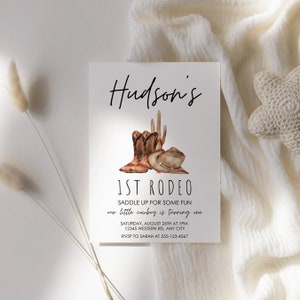 Rodeo 1st Birthday Invitation My First Rodeo Party Western Bday Cowboy ...