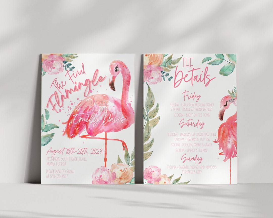 Final Flamingle Invitation Flamingo Bachelorette Invite Hens Party ...