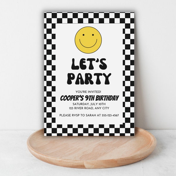 Checker and Smiley Birthday - Etsy