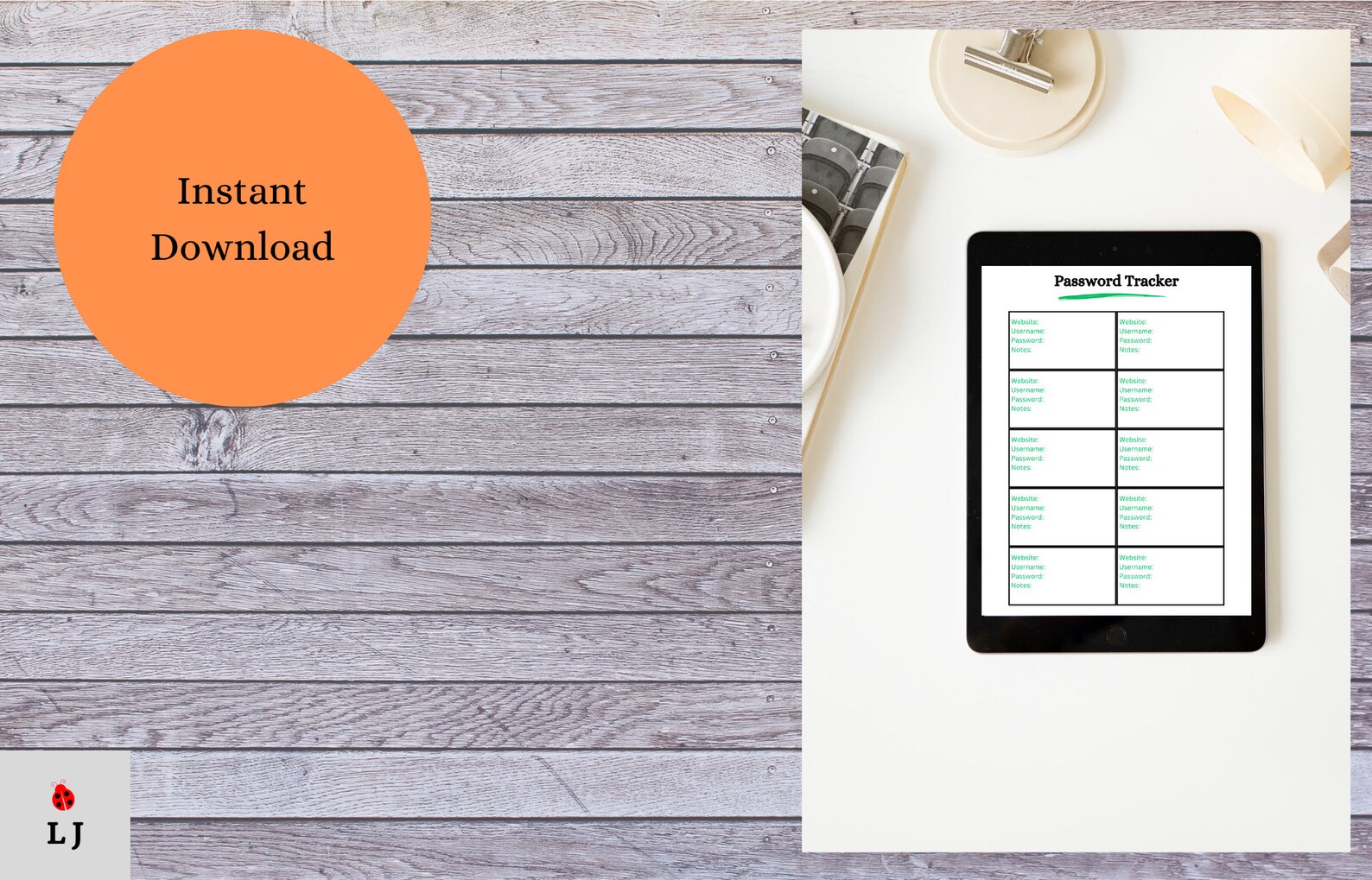 Printable Password Tracker Green Password Tracker to Keep Track of ...