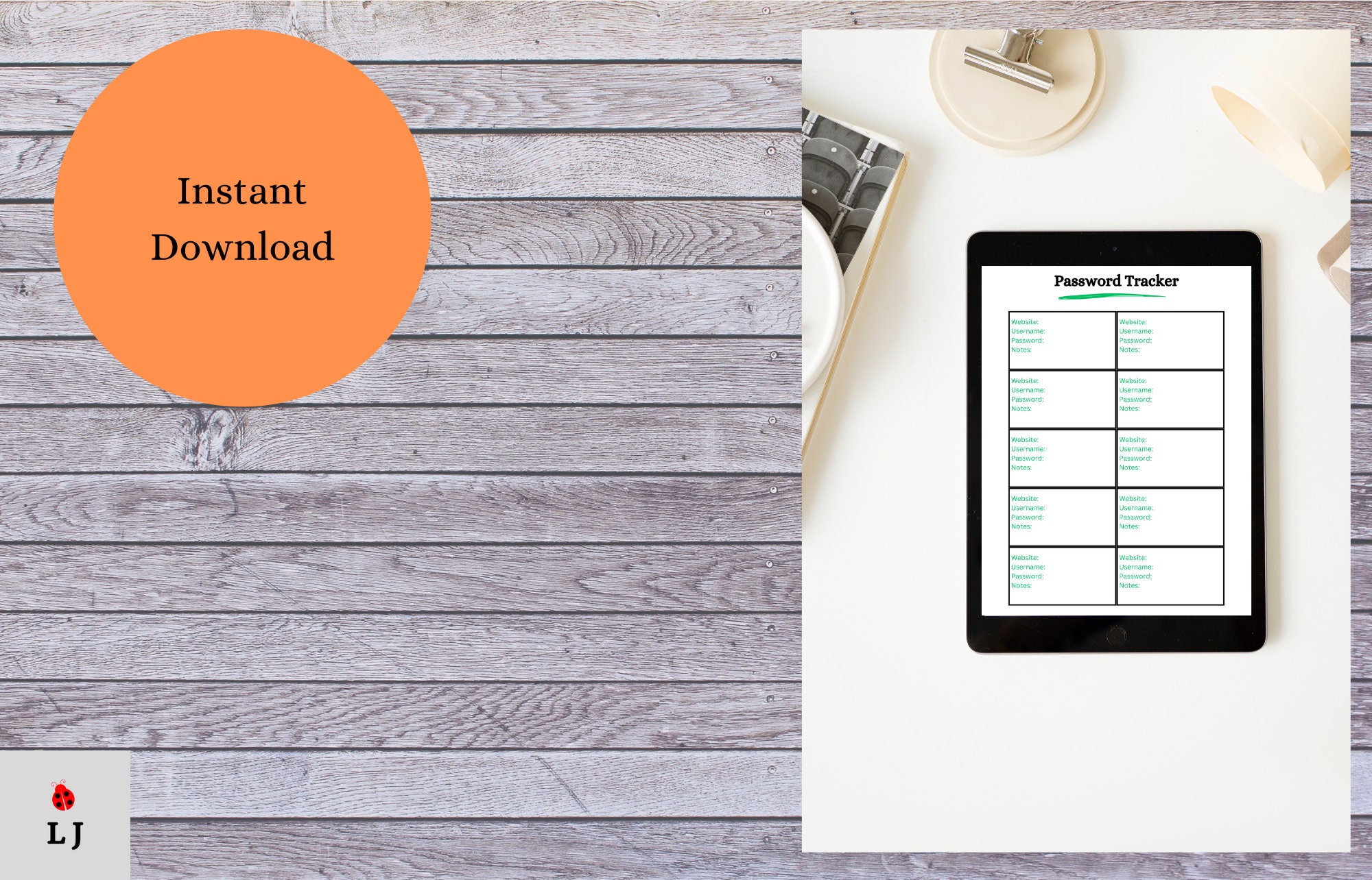 Printable Password Tracker Green Password Tracker to Keep Track of ...