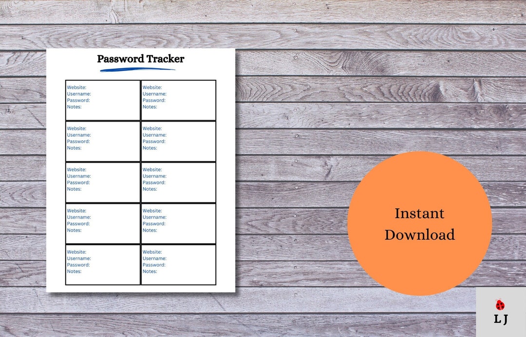 Printable Password Tracker Blue Password Tracker to Keep - Etsy