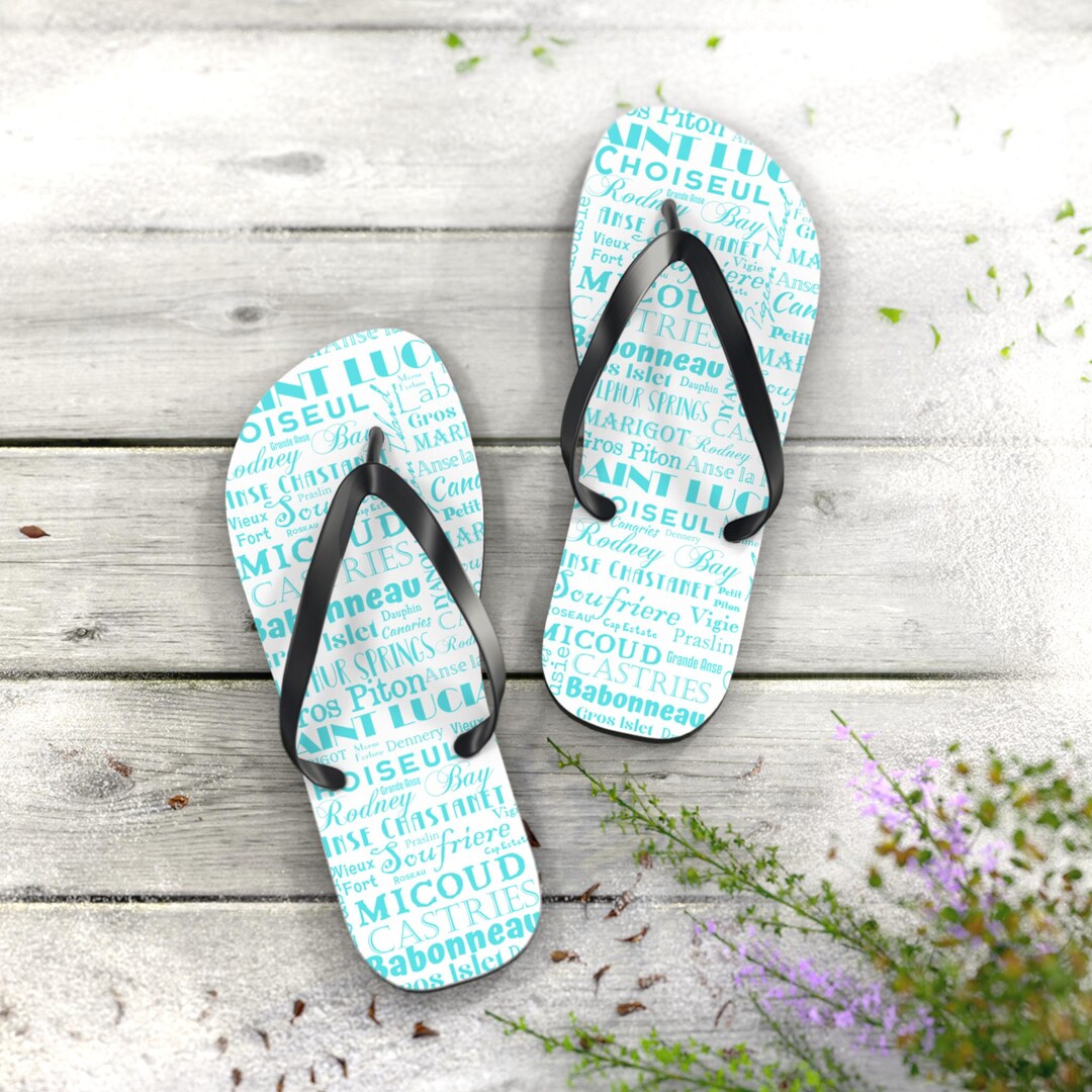 Saint Lucia Place Names, Turquoise Flip Flops, Beach Slippers, Subway ...