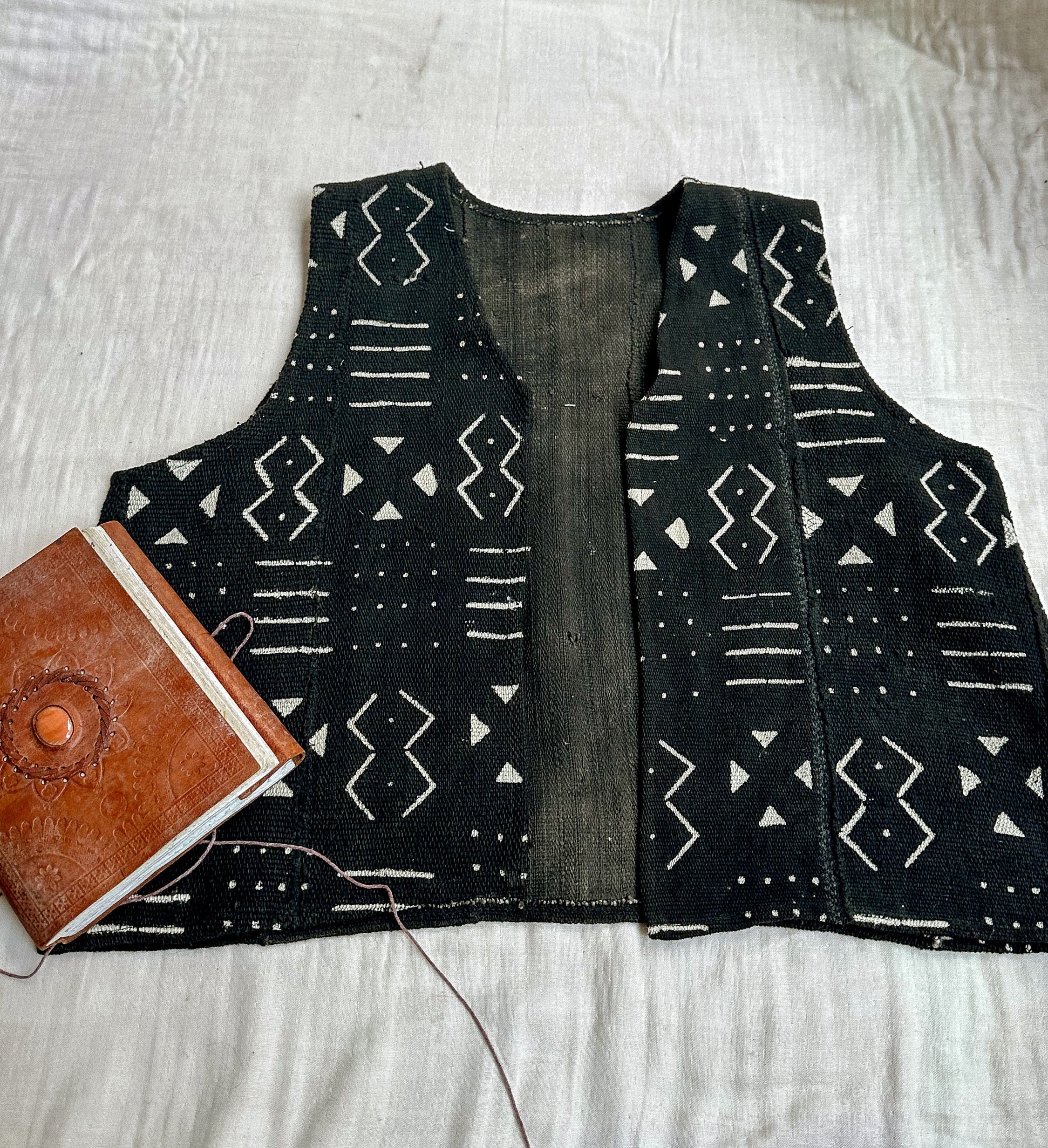 Mudcloth African Tribal Vest, Bogolan Handmade Organic Cotton Vest ...