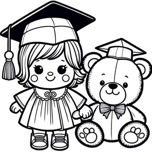 5 Fun Graduation Coloring Pages for Preschool & Kindergarten Kids - Set ...