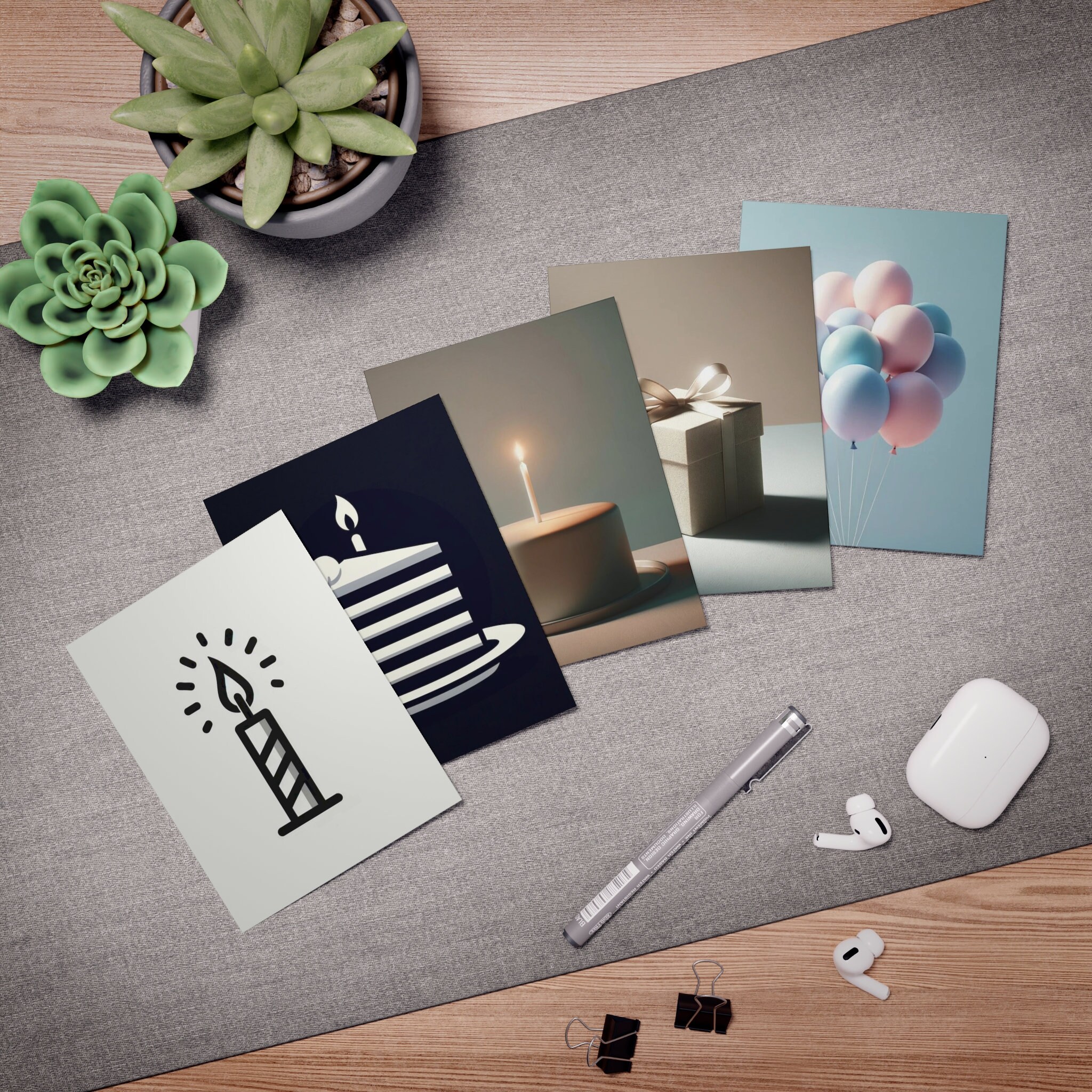 Minimalist Birthday Cards 5-pack Happy Birthday Inside, Celebration ...