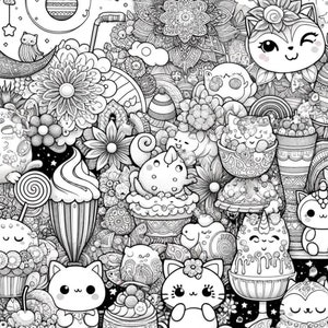 Kawaii Coloring Pages, 5 Different Pages, Instant Download, Adult ...