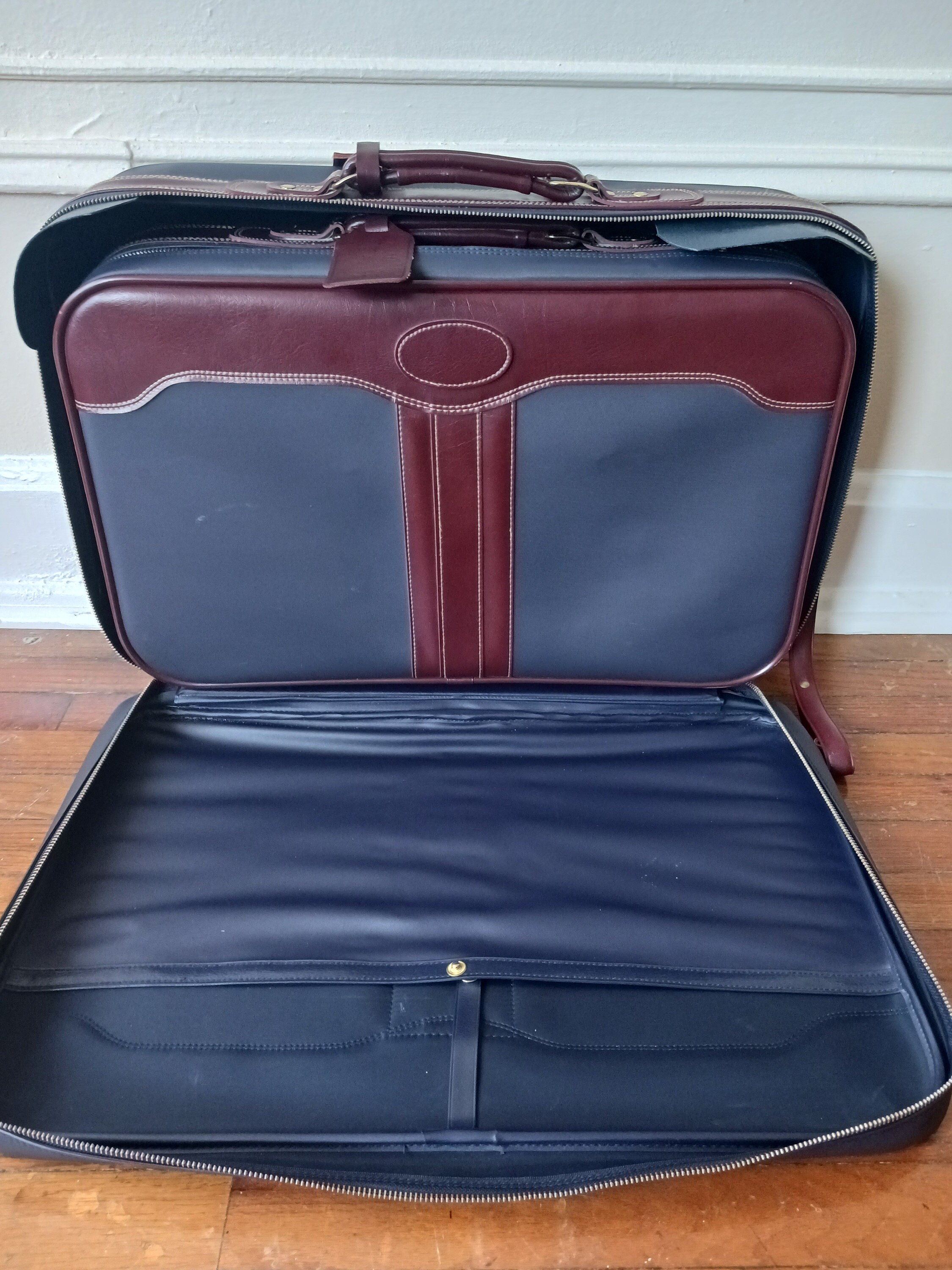 Vintage Sears 3 Pc Luggage Set-marroon-blue Vintage Suitcases Travel ...