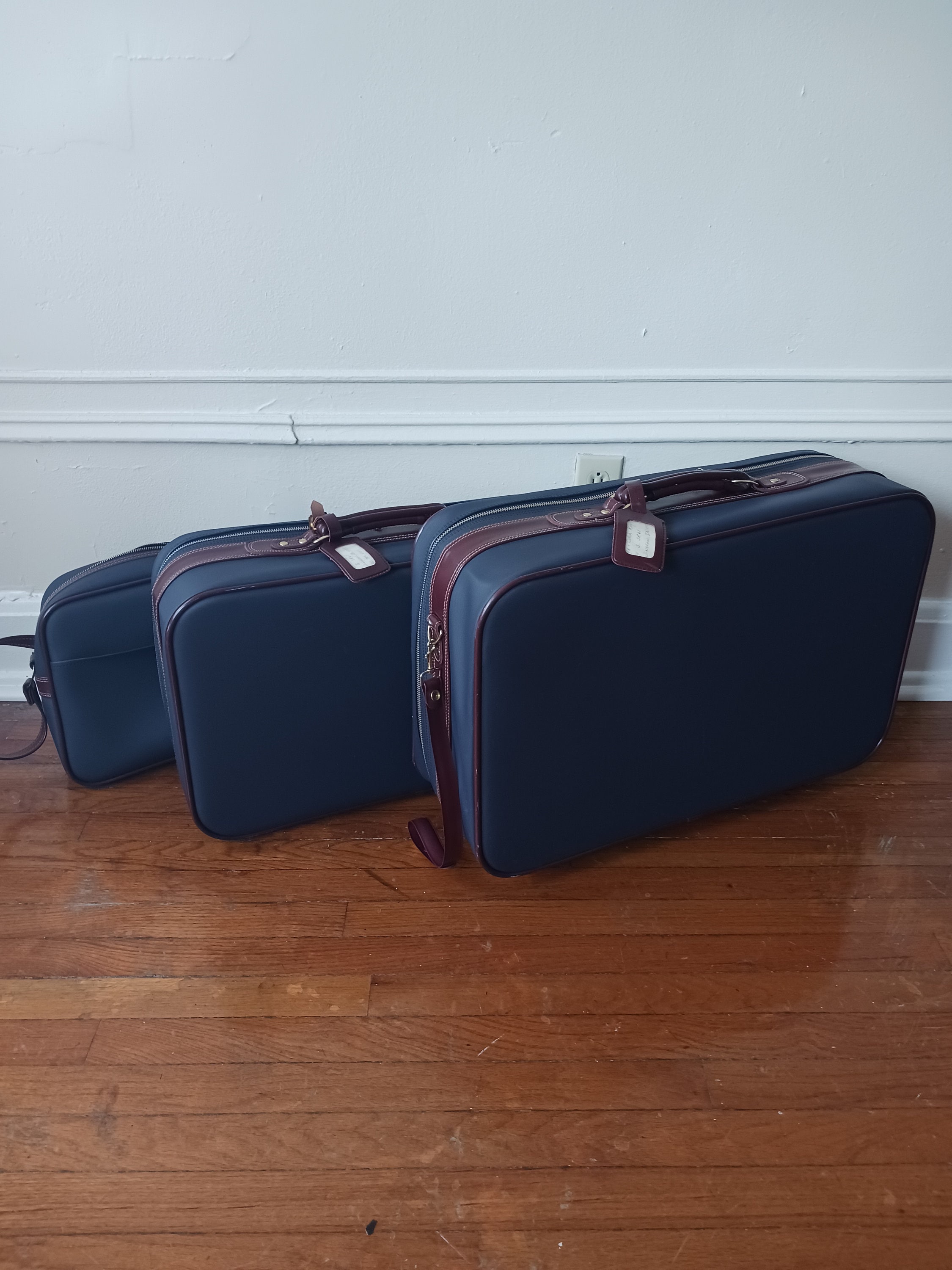 Vintage Sears 3 Pc Luggage Set-marroon-blue- Vintage Suitcases- Travel ...