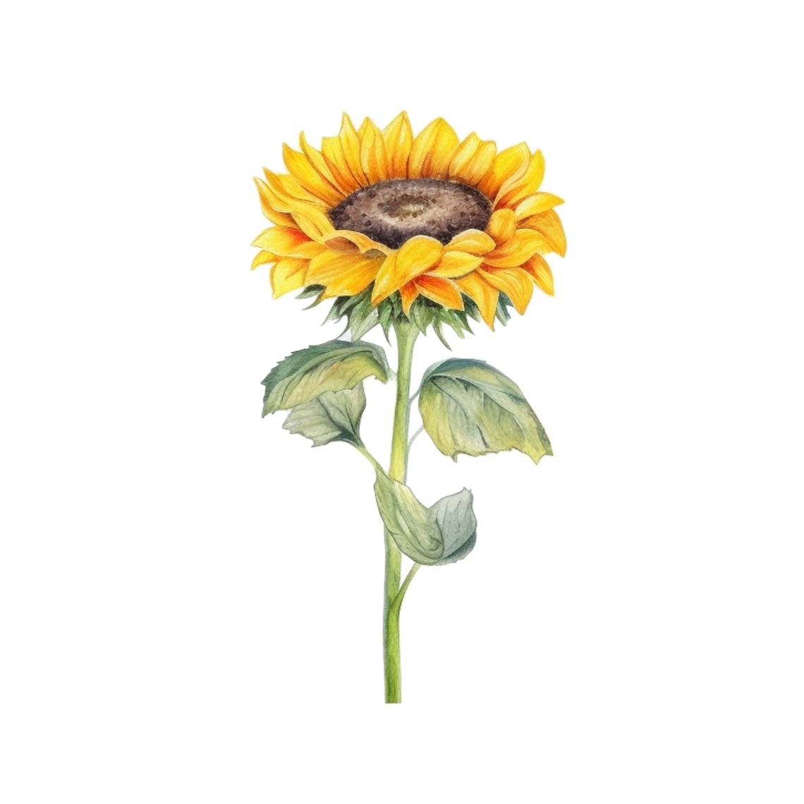 Set of 9 Sunflowers, Sunflower Clipart Bundle, Transparent Watercolor ...