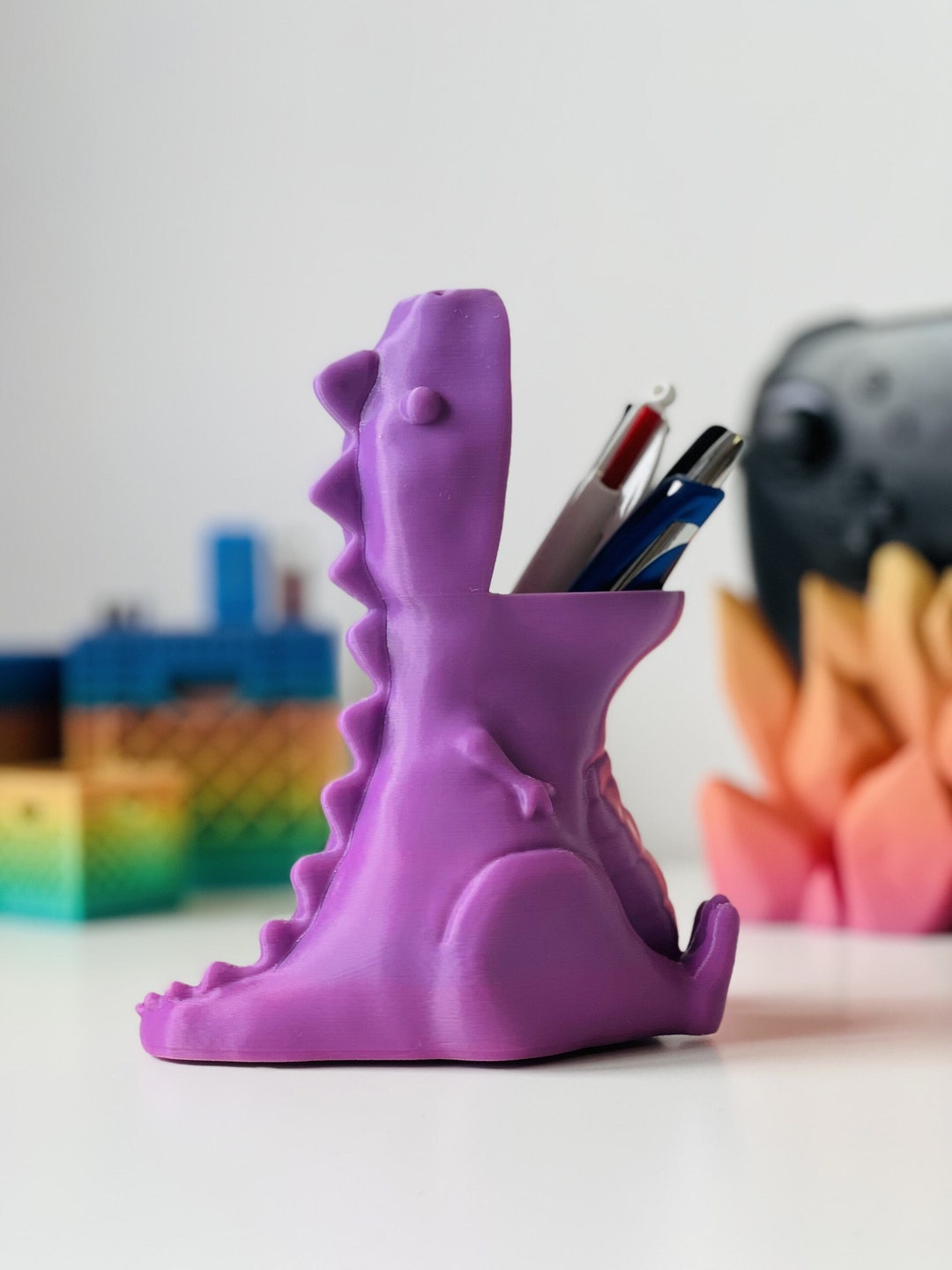 3D Printed Dinosaur Pen Holder - Etsy UK