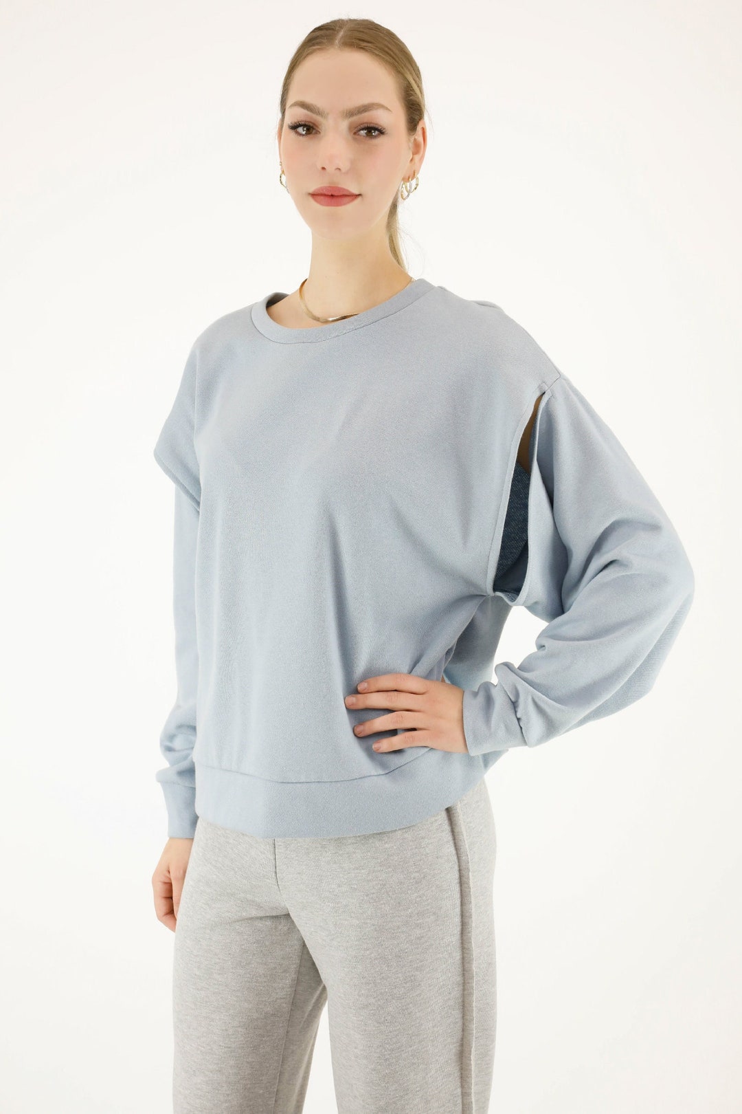 Women's Cozy Fleece Perfectly Oversized Slit Armhole Pullover Sweaters ...