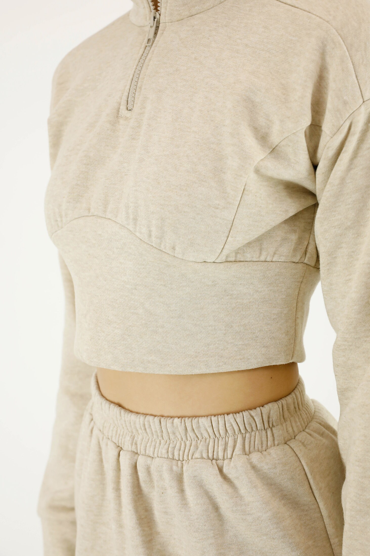 Cropped Cotton Fleece Quarter Zip Sweatshirt - Made in USA - Etsy