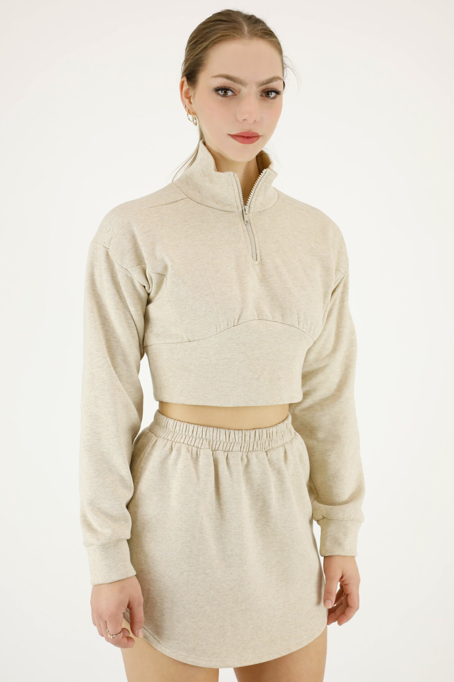 Cropped Cotton Fleece Quarter Zip Sweatshirt - Made in USA - Etsy
