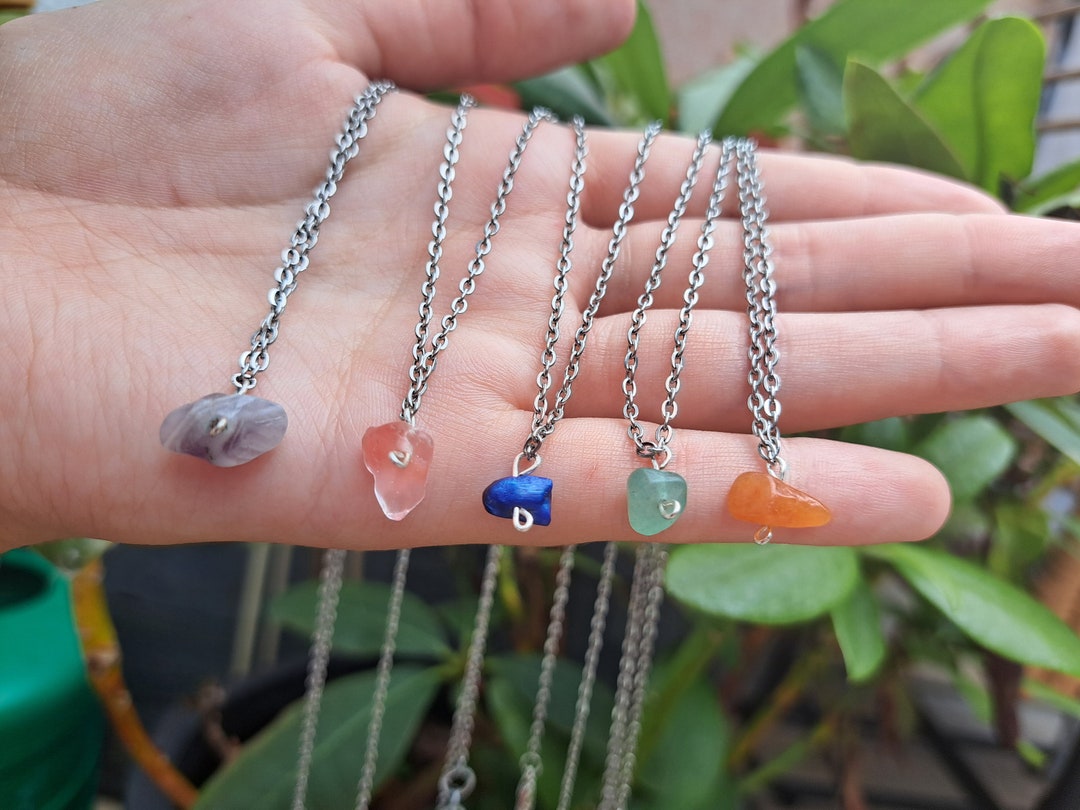 Crystal Gemstone Necklace Charm Crystal Necklace Single Gemstone ...