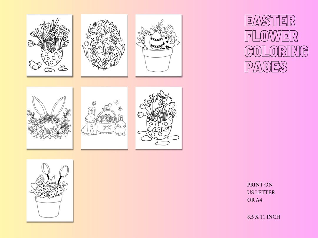 Easter Flower Printable Coloring Pages - Etsy