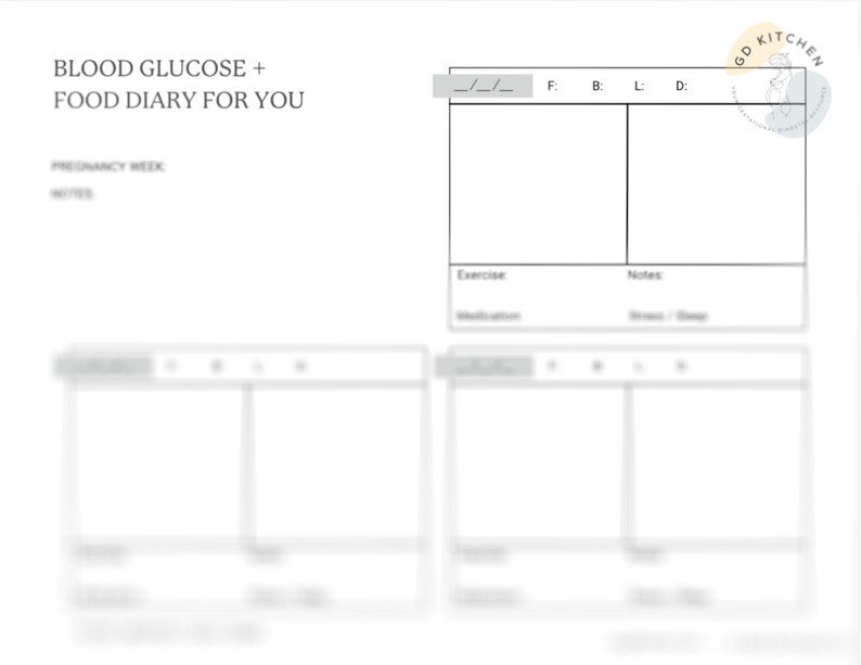 Gestational Diabetes Food Log and Blood Glucose Diaries - Etsy