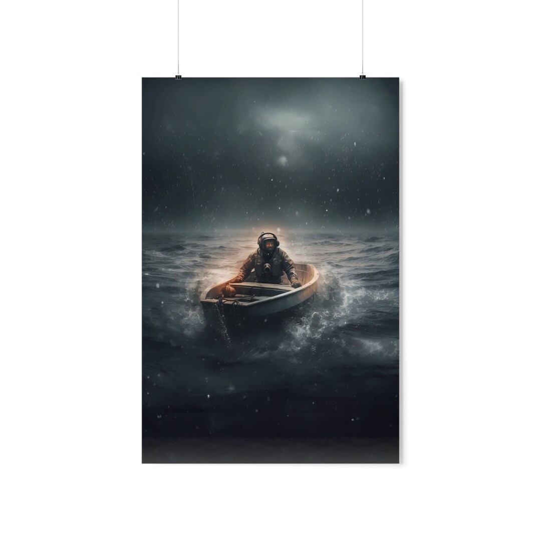 Spaceman in Liferaft Sailing the High Seas Poster Sailing - Etsy