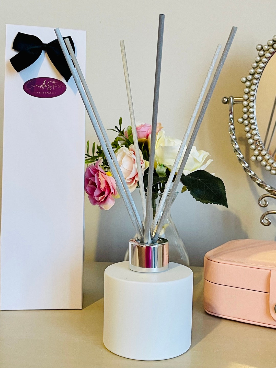 Classic White and Silver Reed Diffuser - Etsy UK