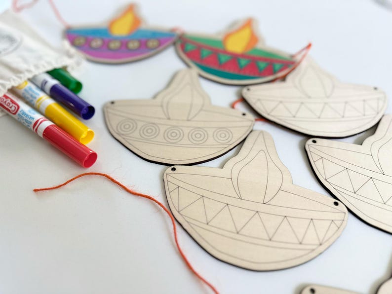 Diya Garland DIY Kit | Diwali Diya Banner Craft for Kids & Party Favor ...