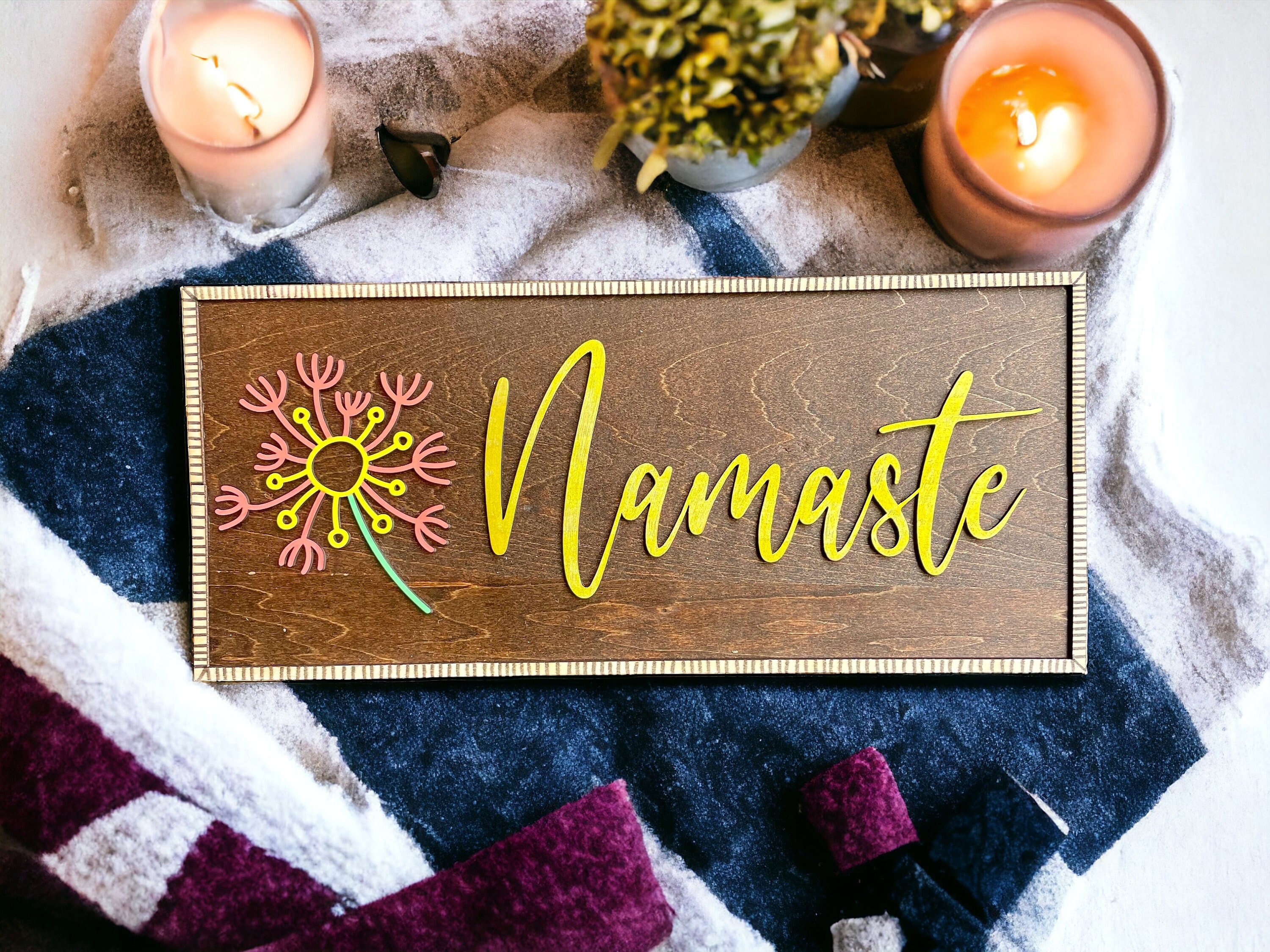 Handcrafted Namaste Wooden Sign, Entryway, Living Room Wall Sign, Home ...