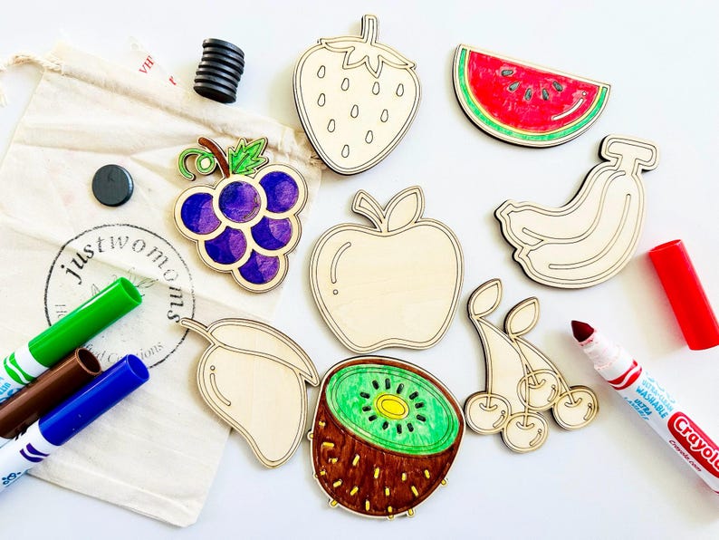 DIY Kids Fruit Coloring Kit | DIY Magnet Craft Set | Travel Art ...