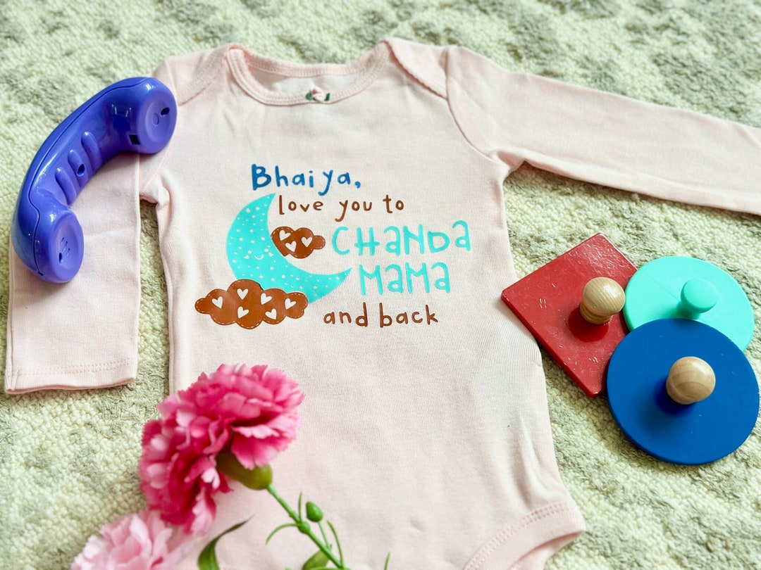 Bhaiya Love You to Chanda Mama and Back Onesie, Funny Baby Onesie, Cute ...