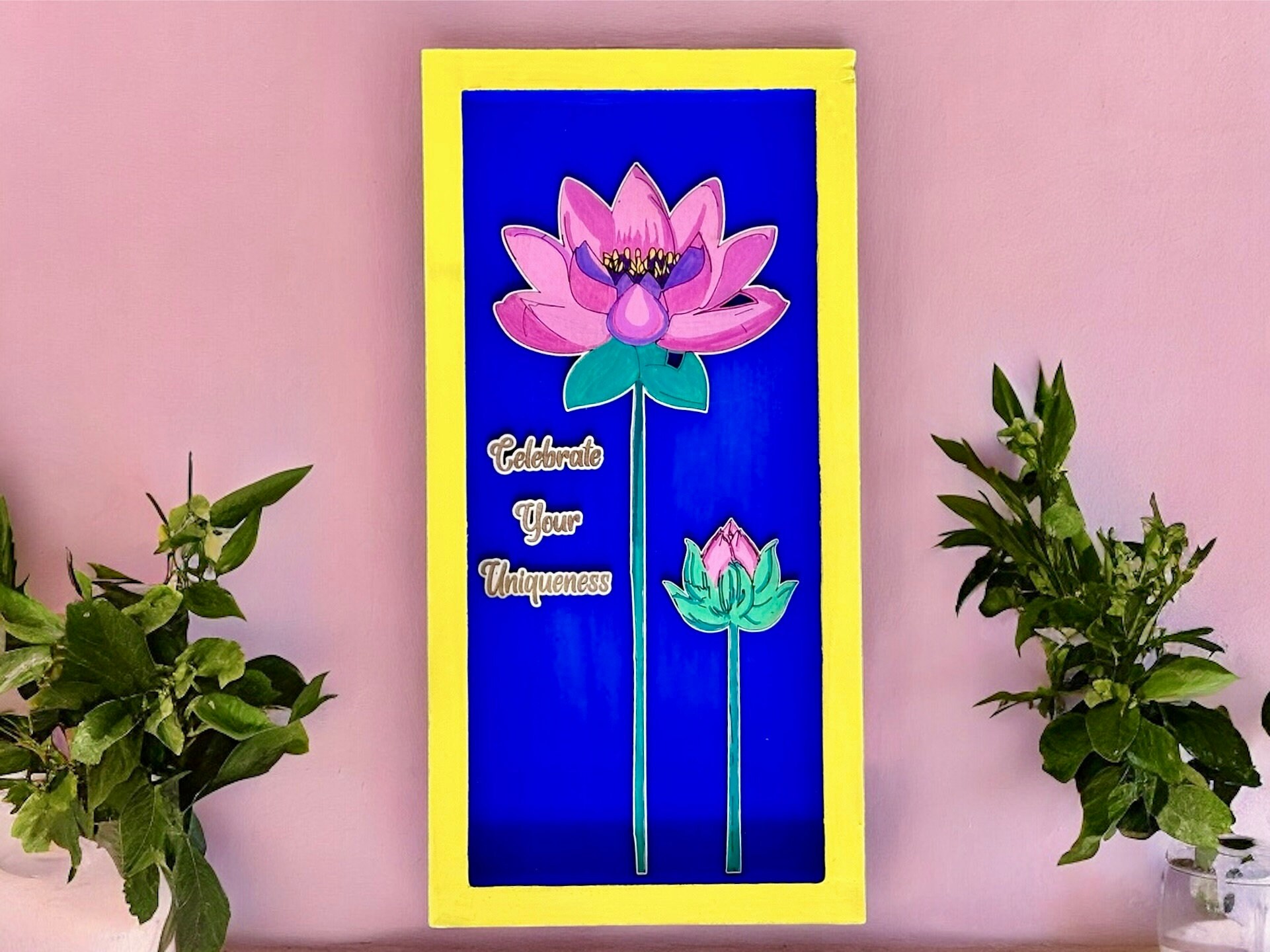 Celebrate Your Uniqueness Indian Stylized Wall Art, Artistic Floral ...