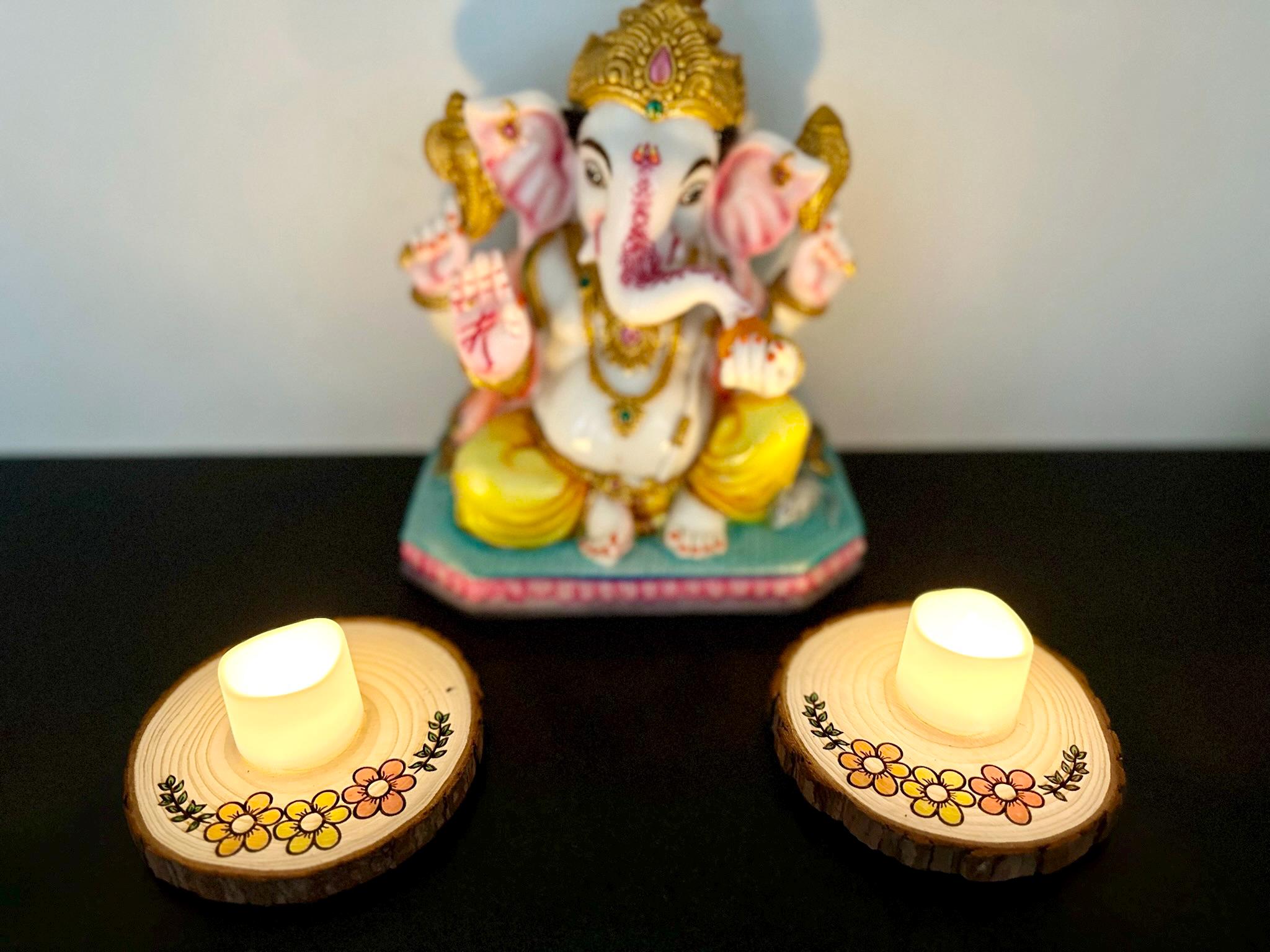 Handcrafted Floral Tealight Candle Holder, Includes Tealight, Colorful ...