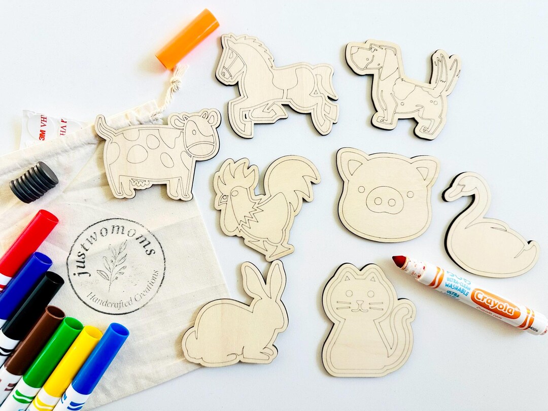 Interactive Farm Animal Craft Kit for Kids | DIY Coloring Magnet Set ...