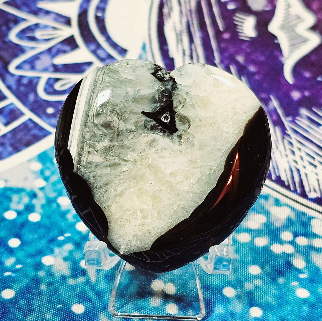Gorgous Black Sardonyx Heart Carving Perfect Gift for Natural Crystal ...