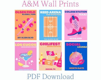 Texas A&M/TAMU Preppy Posters/college Station Digital Art 11 - Etsy