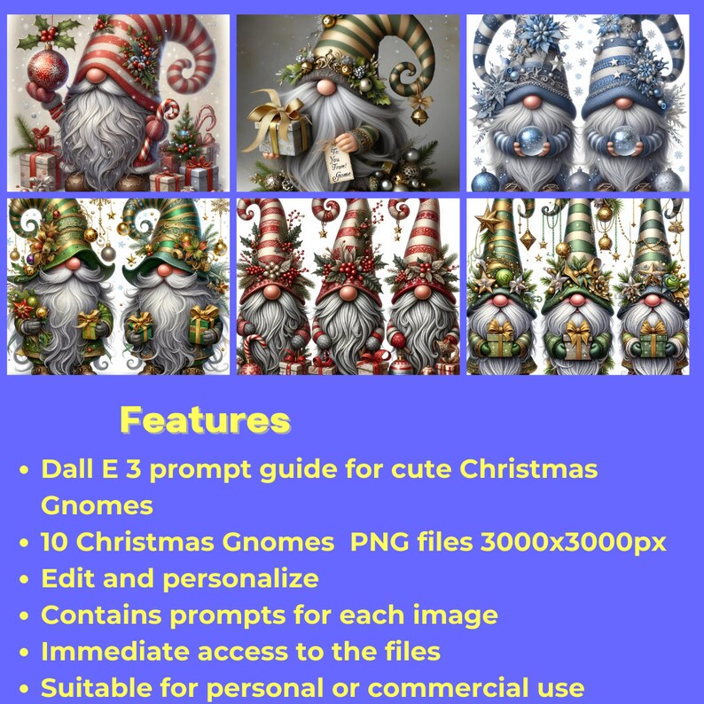 Cute Christmas Gnomes: 10 High-resolution Pngs & DALL-E 3 Prompt Guide ...