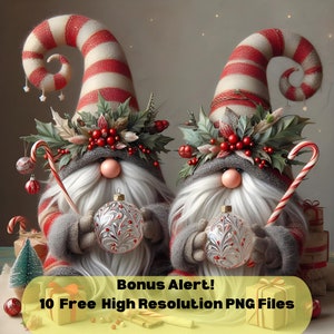 Cute Christmas Gnomes: 10 High-resolution Pngs & DALL-E 3 Prompt Guide ...