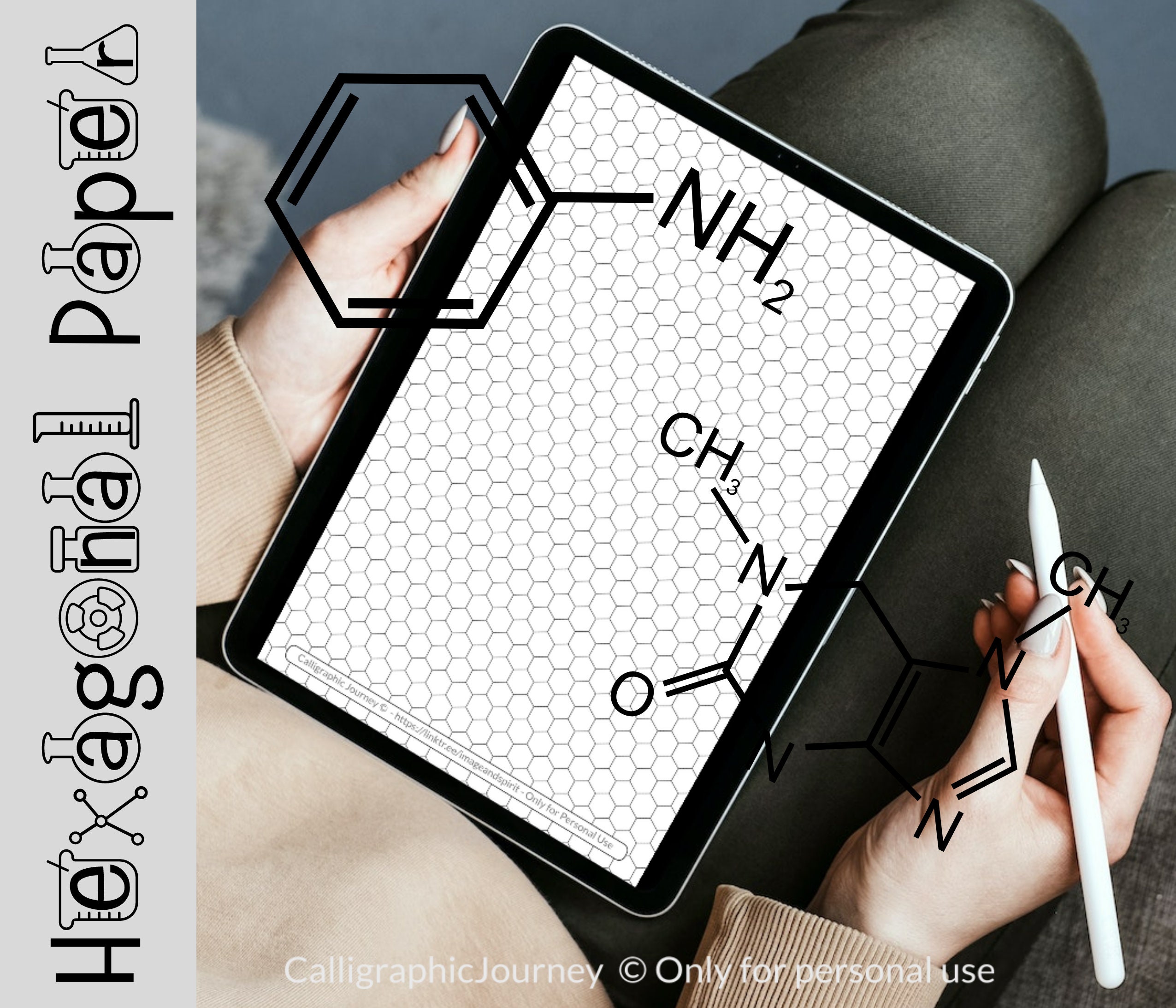 Organic Chemistry Hex Paper. Printable Hexagon Grid Paper. - Etsy