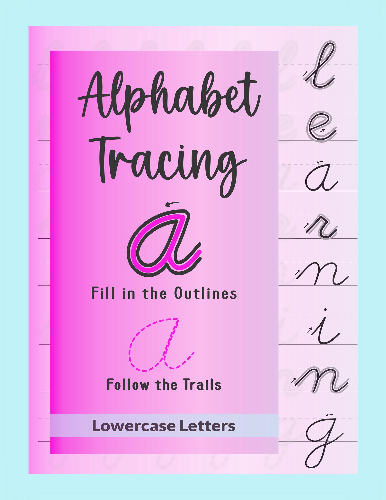Cursive Letter Tracing Alphabet Lowercase Letters Intro - Etsy