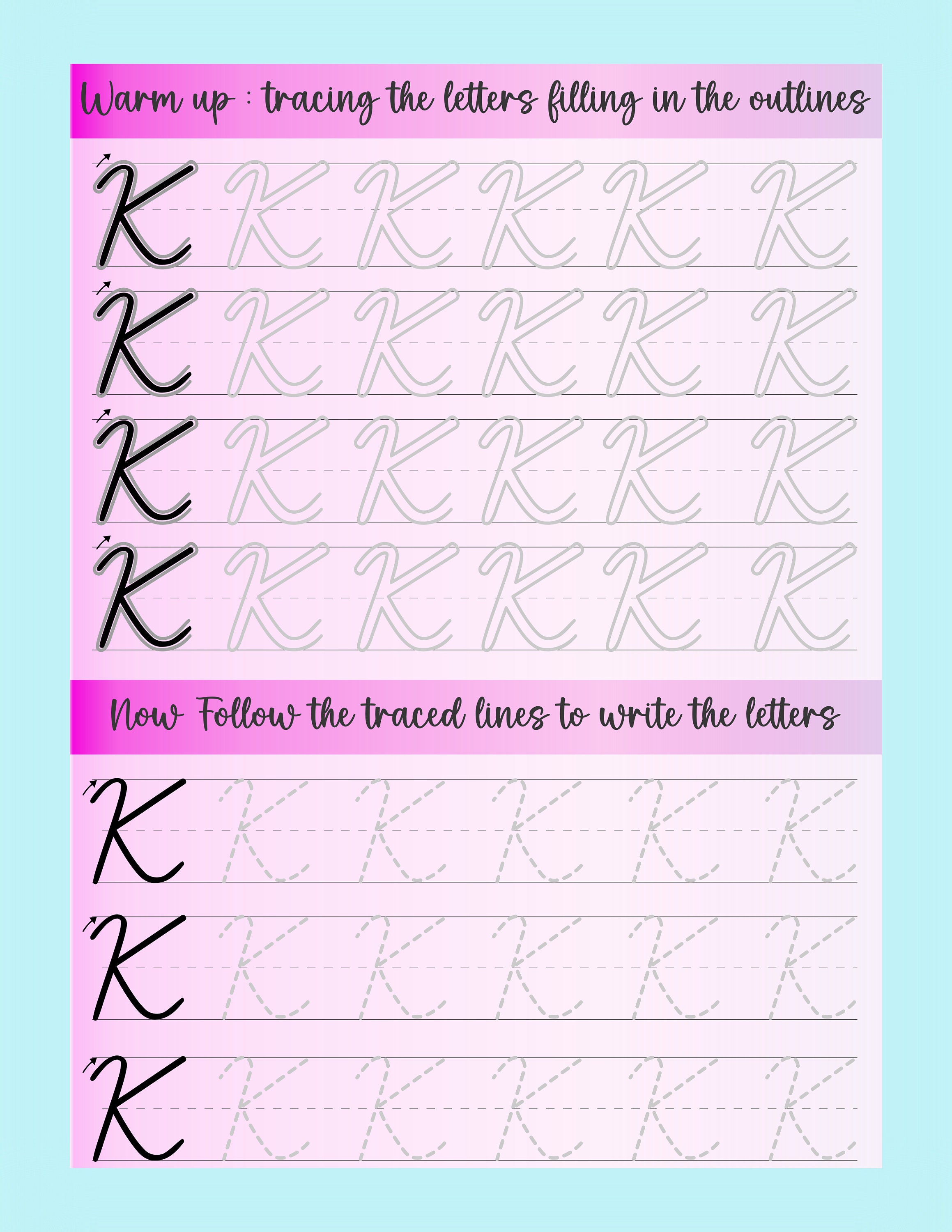 Cursive Letters Tracing Alphabet Uppercase Letters Intro Cursive ...