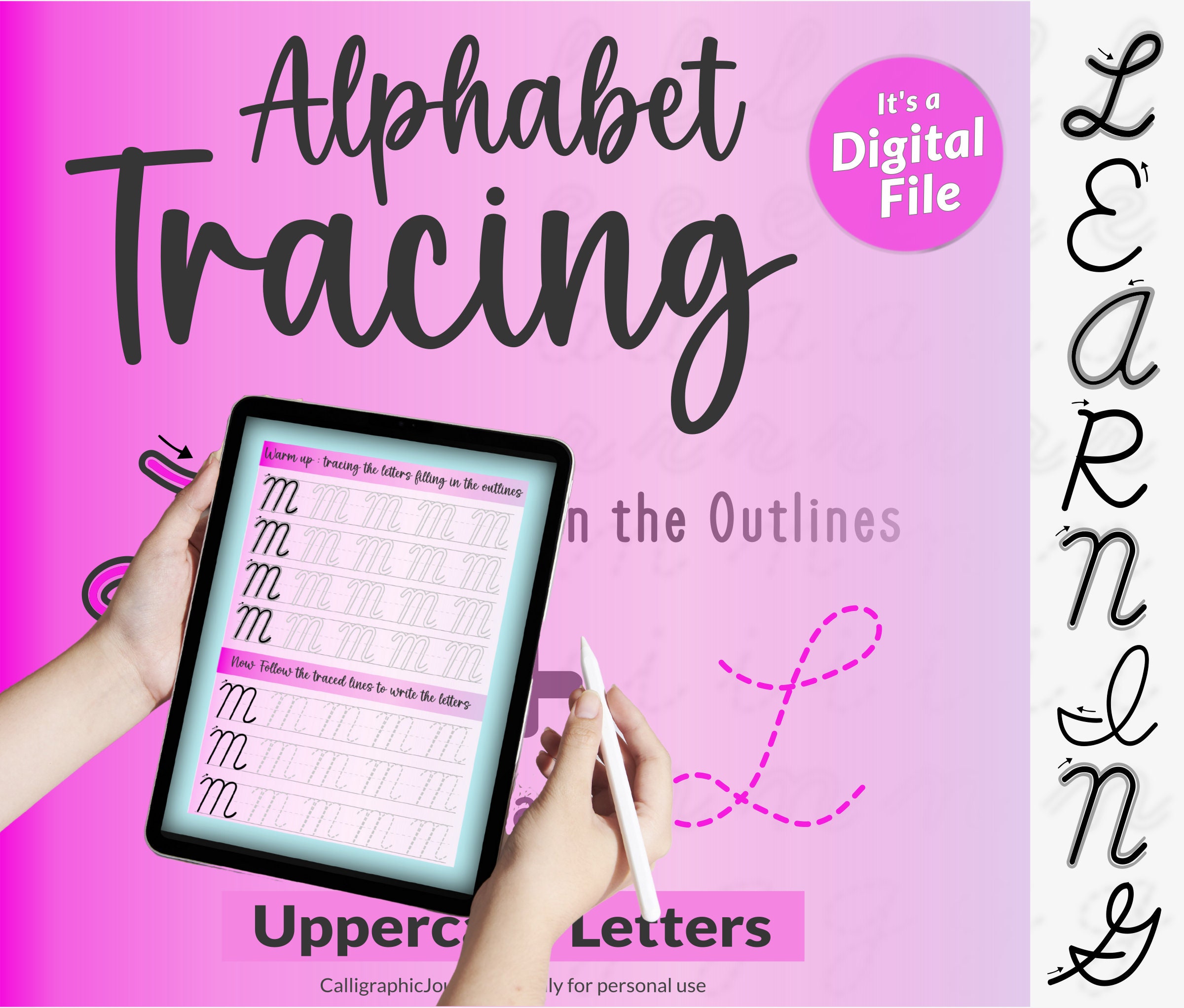 Cursive Letters Tracing Alphabet Uppercase Letters Intro Cursive ...