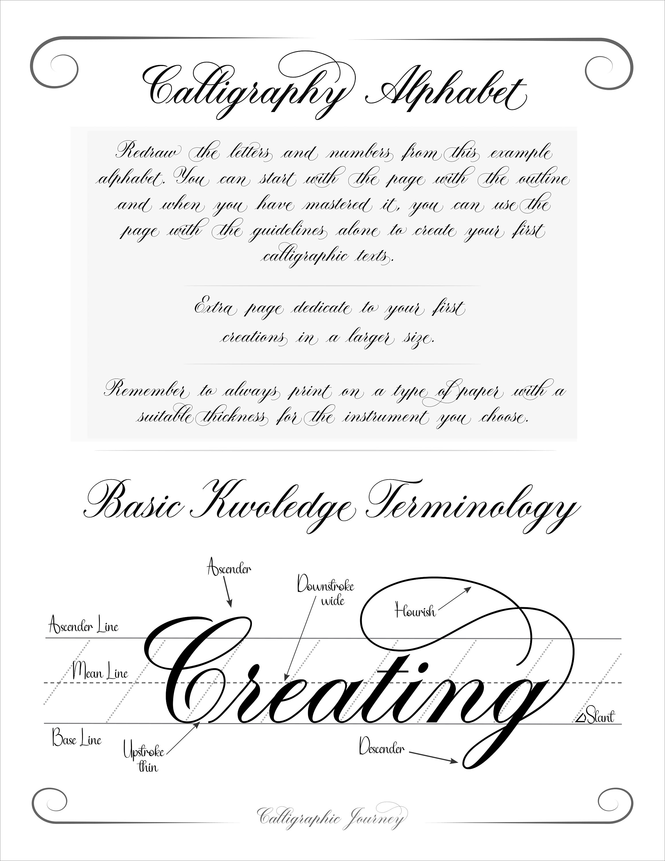 Hojas De Práctica De Caligrafía De Copperplate Alfabeto De Rastreo ...