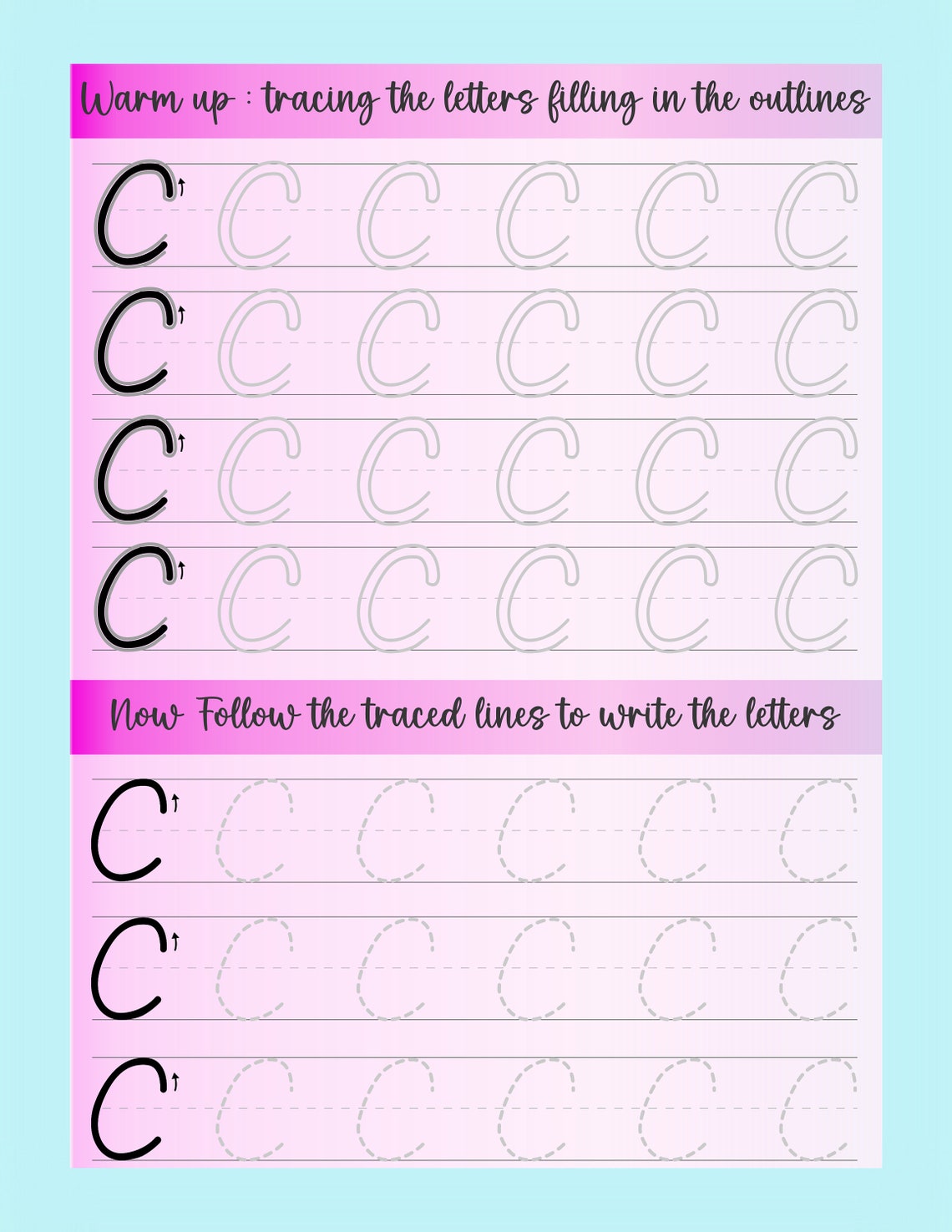 Cursive Letters Tracing Alphabet Uppercase Letters Intro Cursive ...