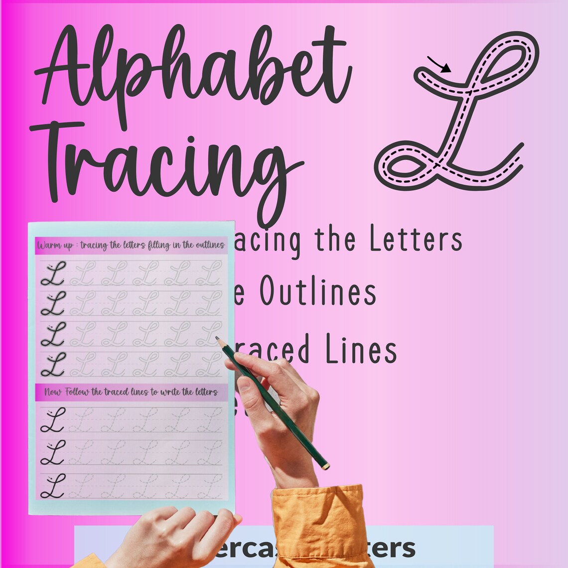 Cursive Letters Tracing Alphabet Uppercase Letters Intro Cursive ...
