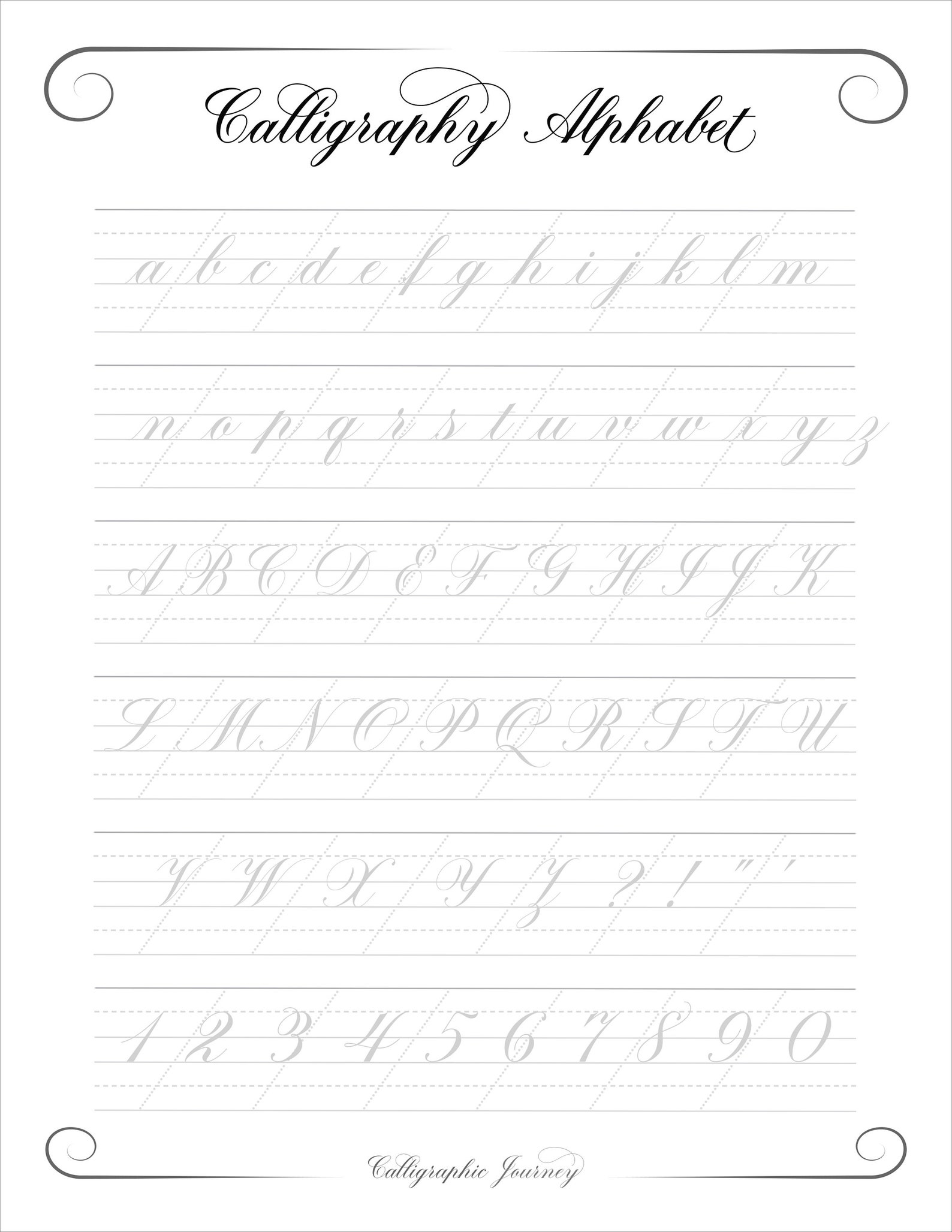 Hojas De Práctica De Caligrafía De Copperplate Alfabeto De Rastreo ...