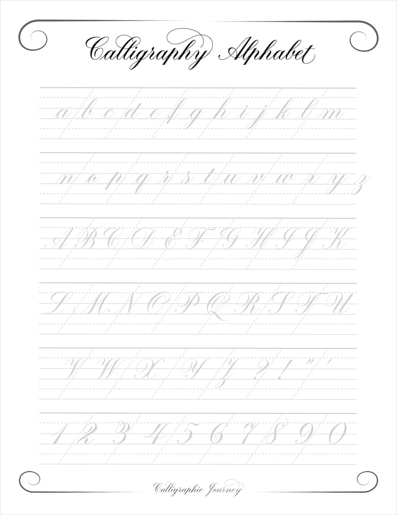 Hojas De Práctica De Caligrafía De Copperplate Alfabeto De Rastreo ...