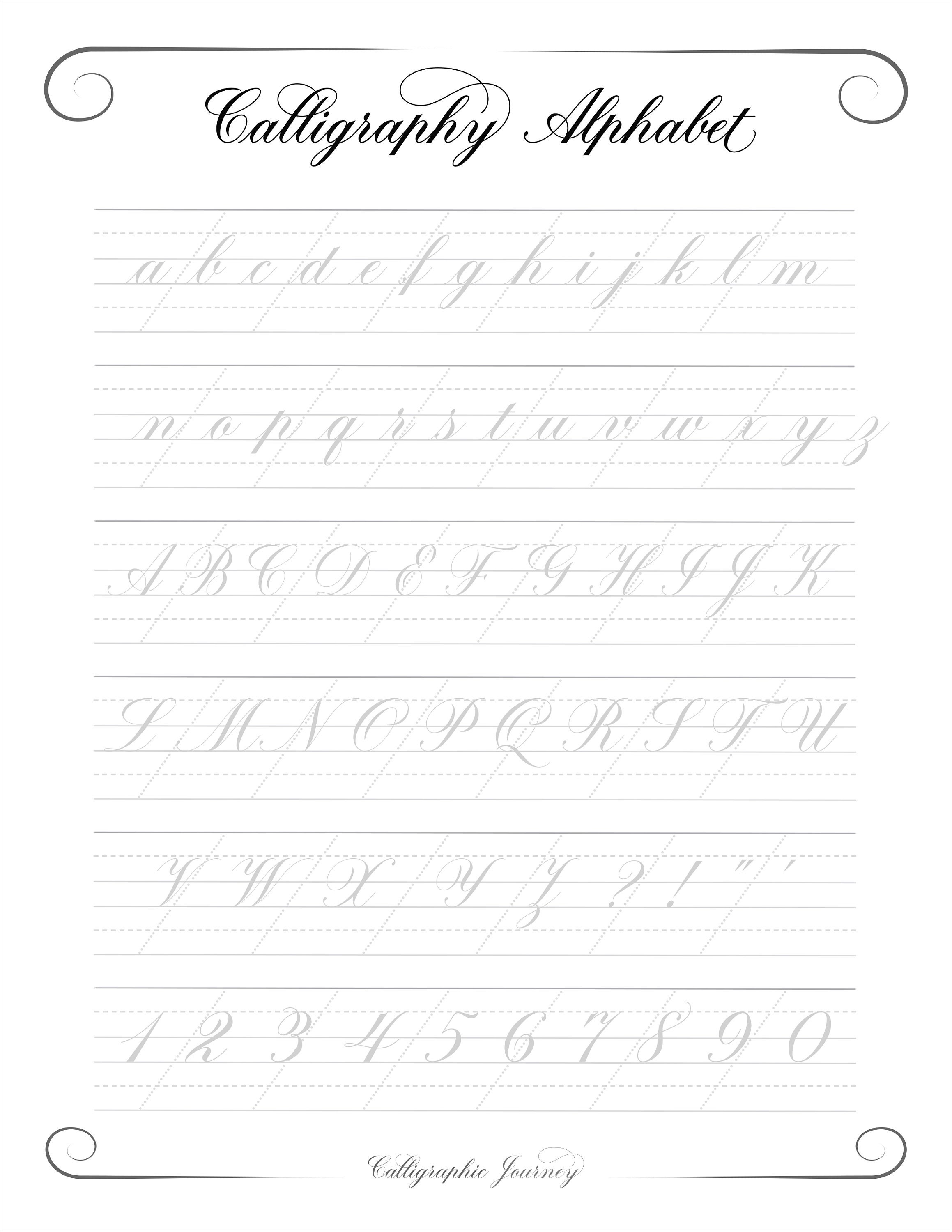 Hojas De Práctica De Caligrafía De Copperplate Alfabeto De Rastreo ...