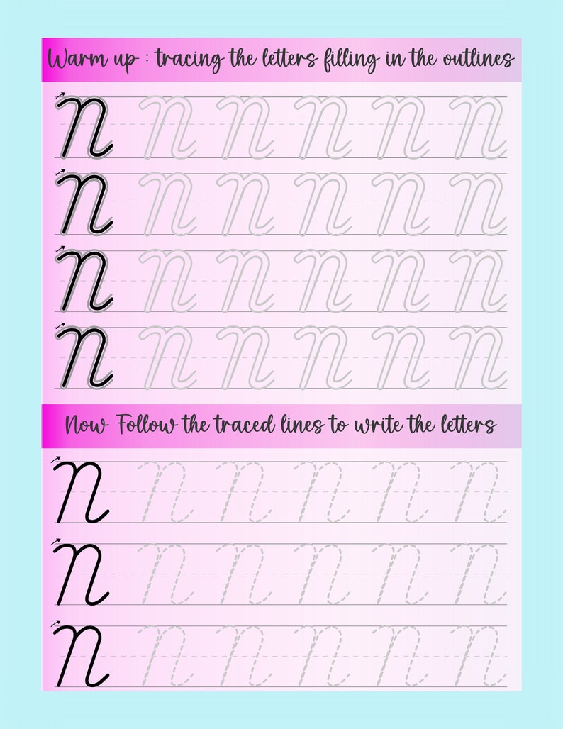 Cursive Letters Tracing Alphabet Uppercase Letters Intro Cursive ...