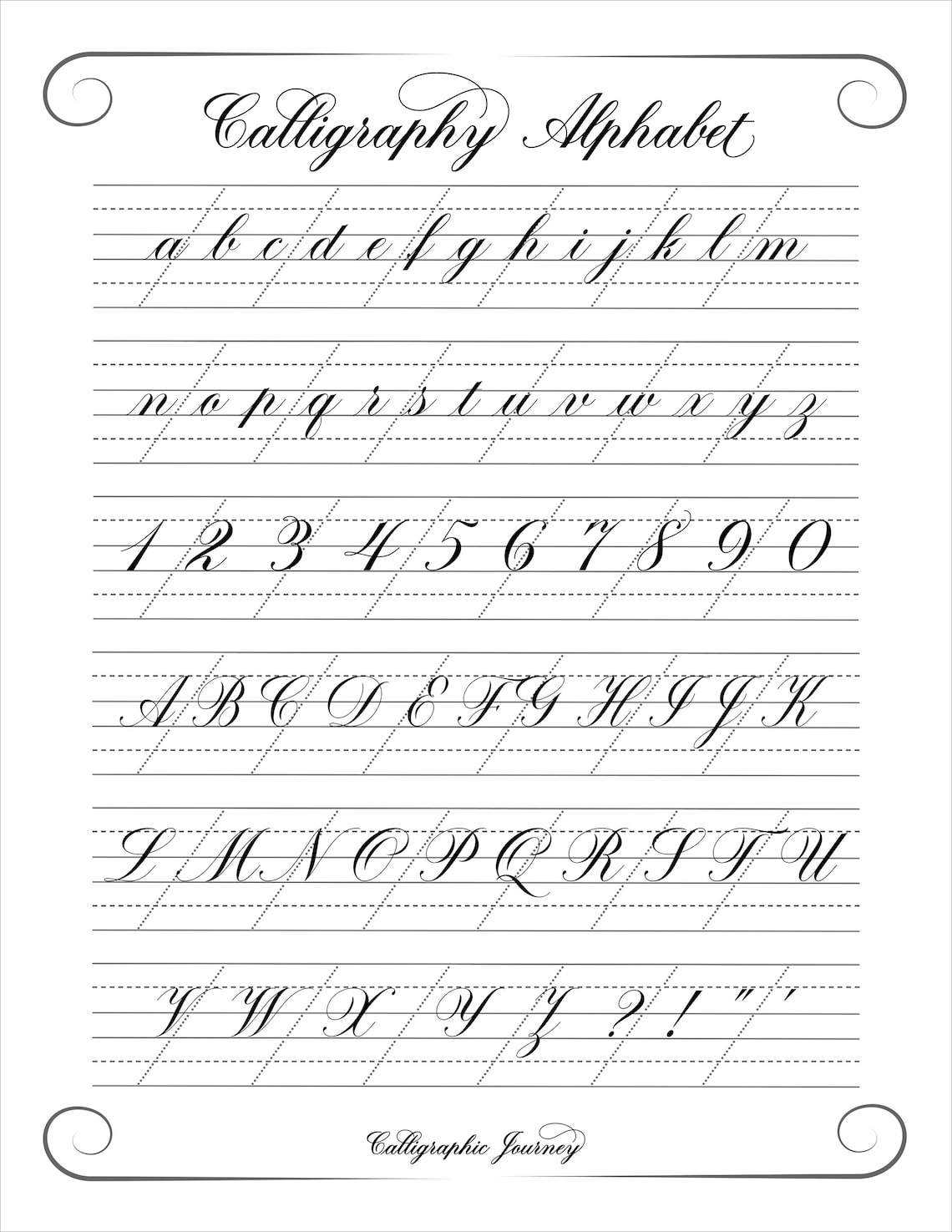 Hojas De Práctica De Caligrafía De Copperplate Alfabeto De Rastreo Guiado Caligrafía De Fácil ...