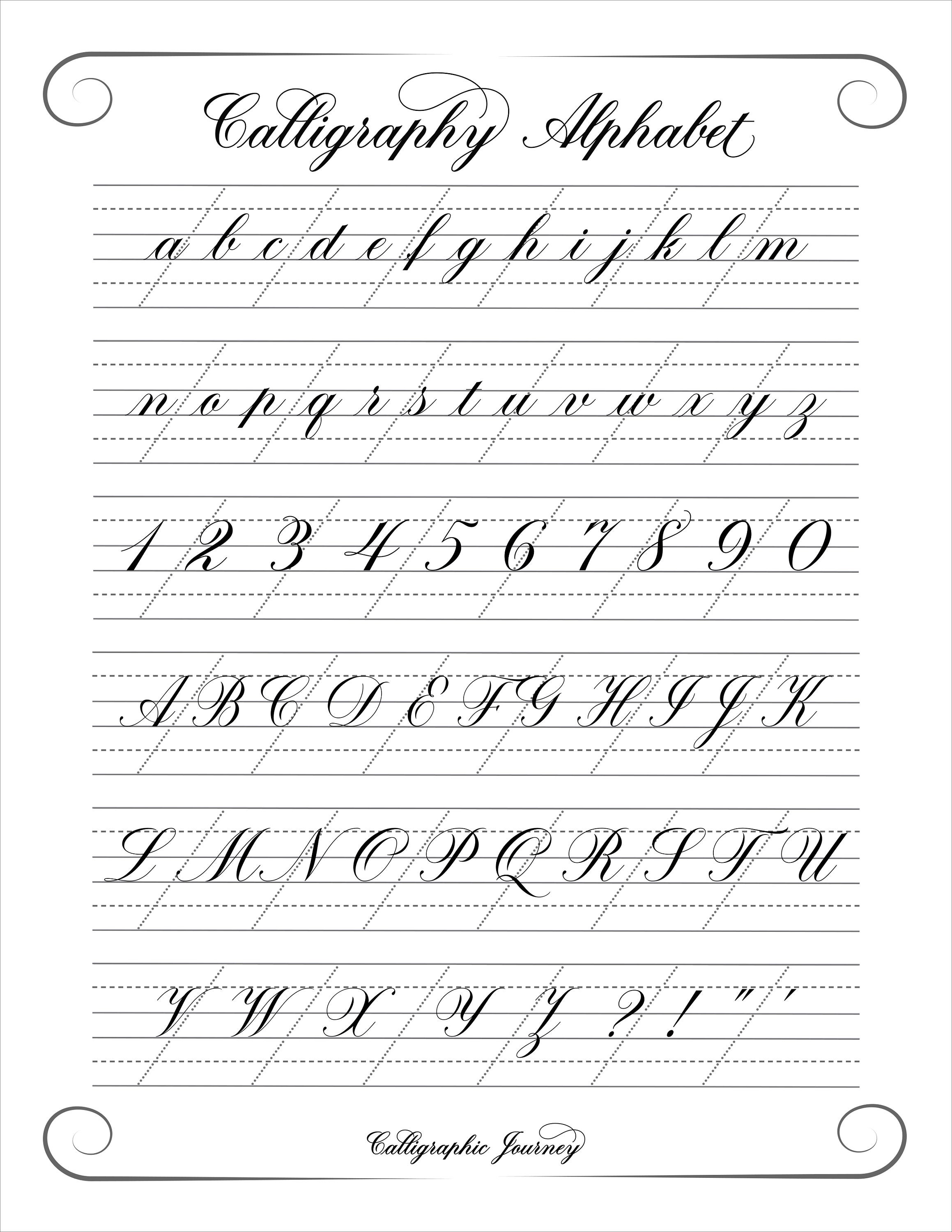 Hojas De Práctica De Caligrafía De Copperplate Alfabeto De Rastreo Guiado Caligrafía De Fácil ...