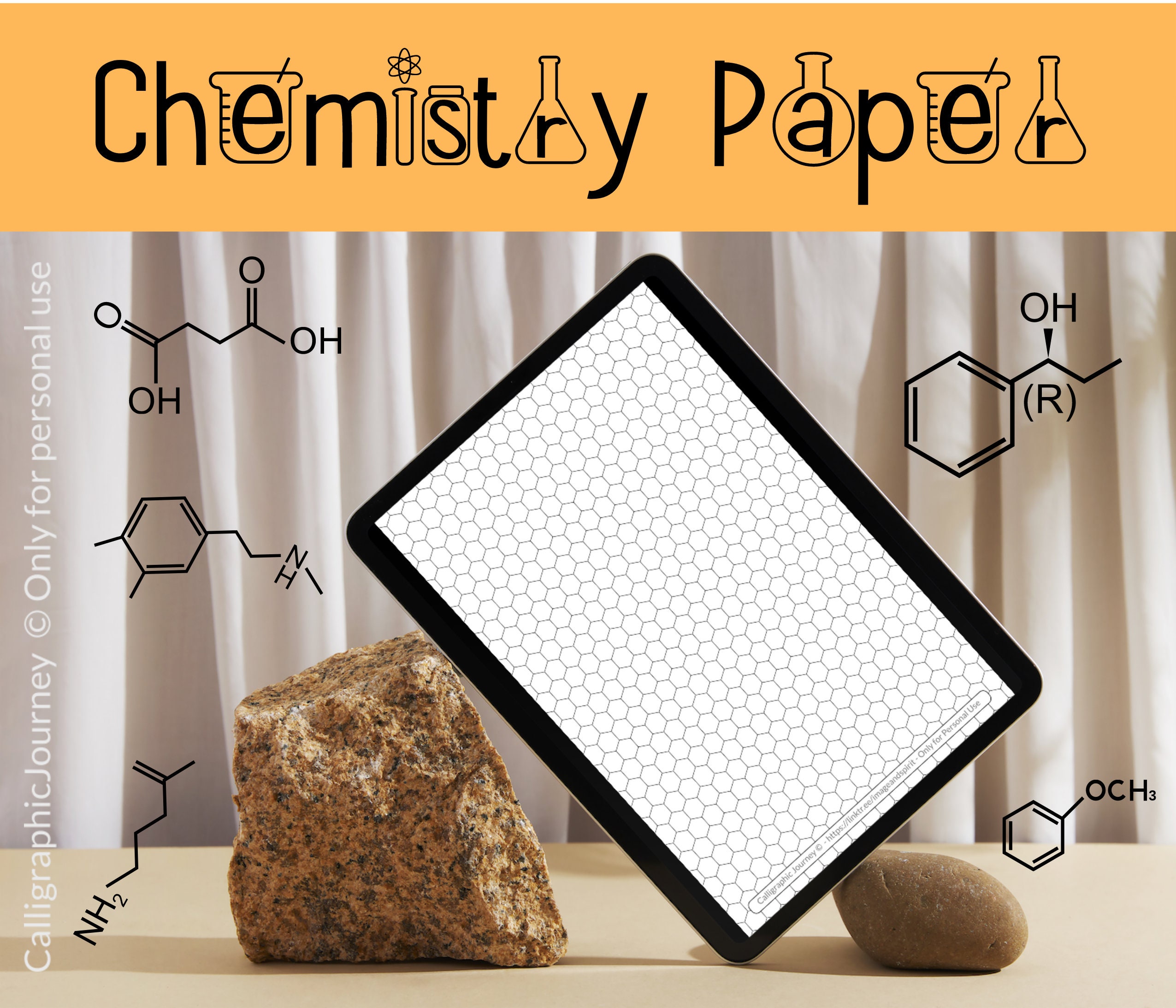 Organic Chemistry Hex Paper. Printable Hexagon Grid Paper. - Etsy