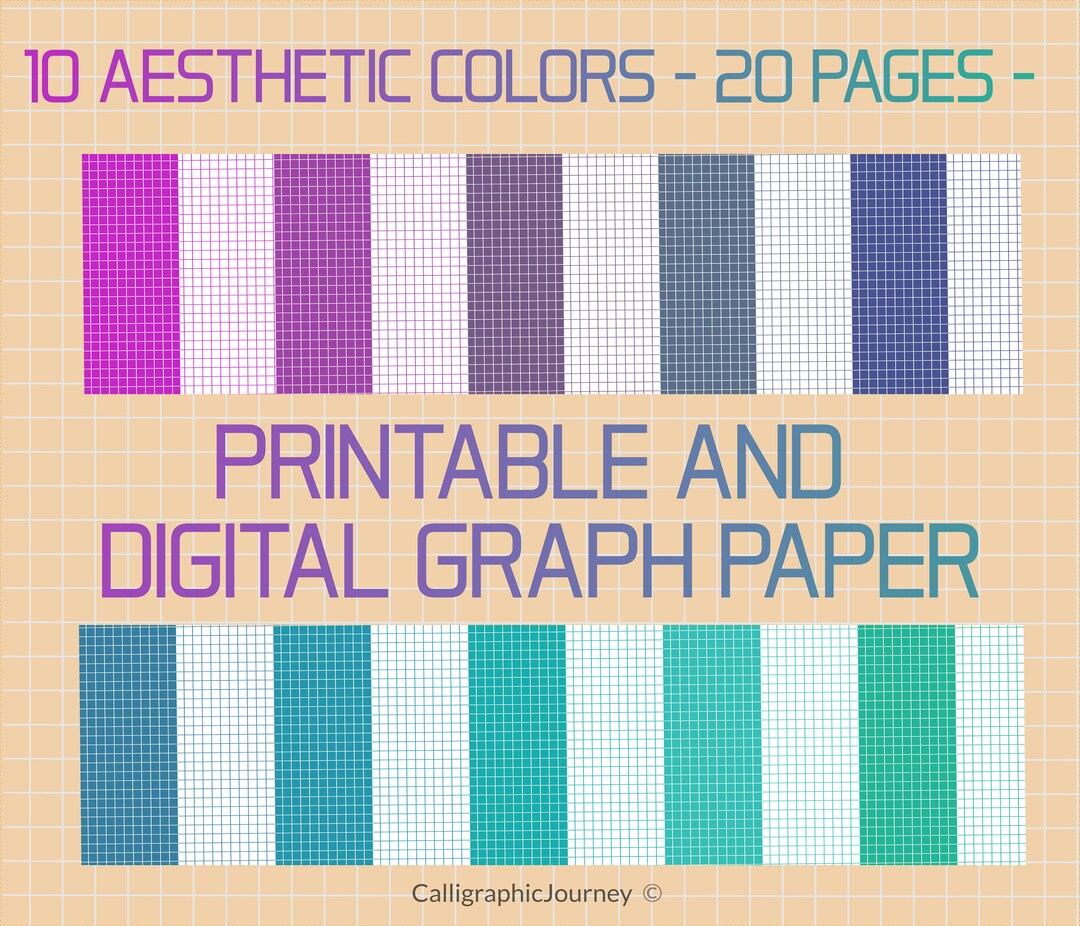 Aesthetics Printable and Digital Colored Graph Paper PDF. Grid Paper ...